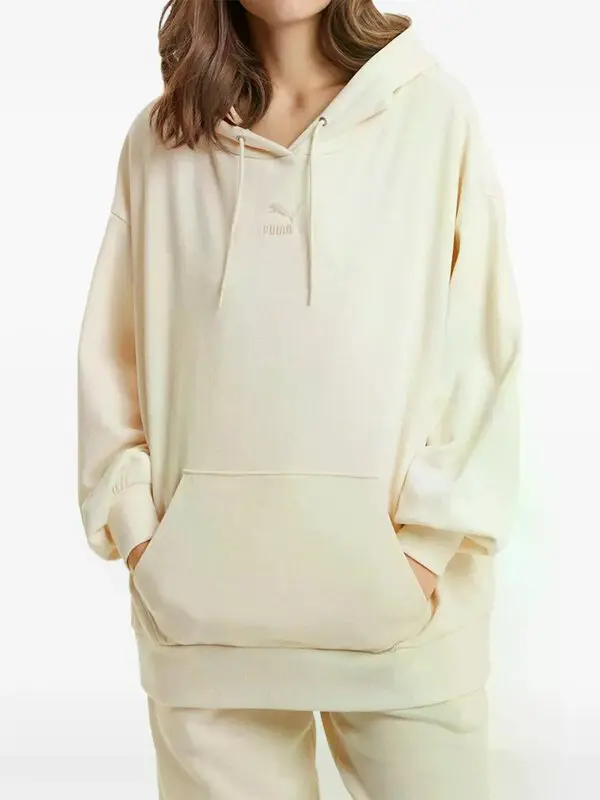 PUMA Classics Oversized Hoodie With Embroidered Logo - Neutrals