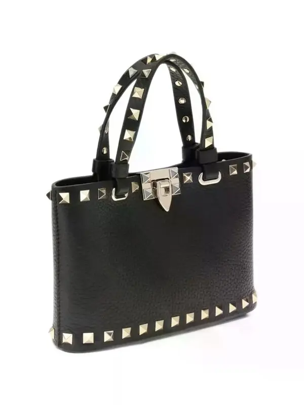 Valentino Garavani Mini Rockstud Shopping Bag Leather Tote - Black
