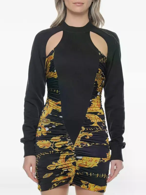 Versace Baroque Print Ruched Mini Dress