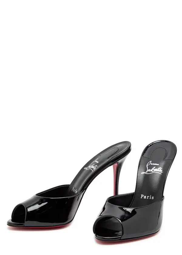 CHRISTIAN LOUBOUTIN Patent Leather Peep-toe Mules - Black