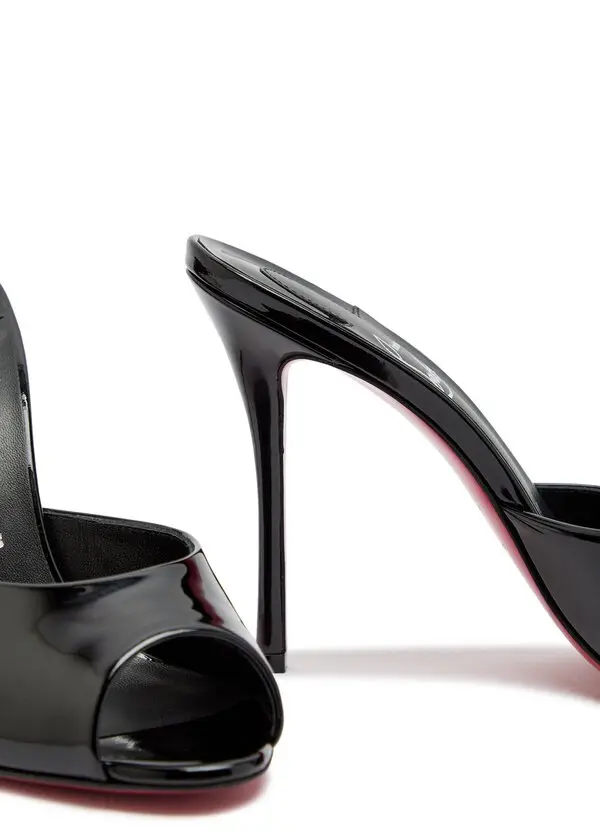 CHRISTIAN LOUBOUTIN Patent Leather Peep-toe Mules - Black