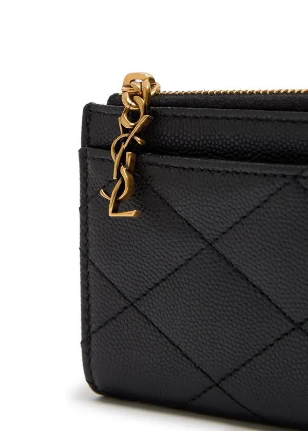 Saint Laurent Quilted Pebbled Leather Card Holder