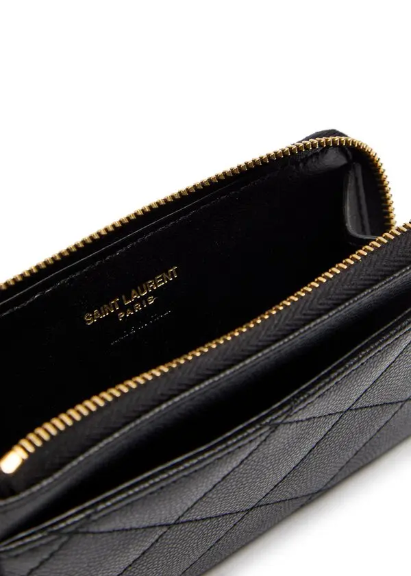 Saint Laurent Quilted Pebbled Leather Card Holder