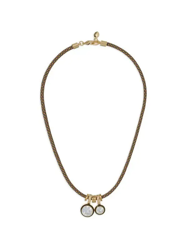 ROXANNE ASSOULIN Cubic Double Drop Cord Necklace - Black