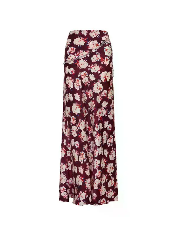 Rabanne Floral Pattern Silk Maxi Skirt - Pink