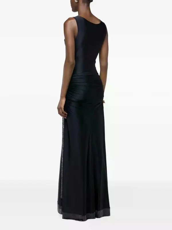 Rabanne Mesh Panel Cowl Neck Maxi Dress