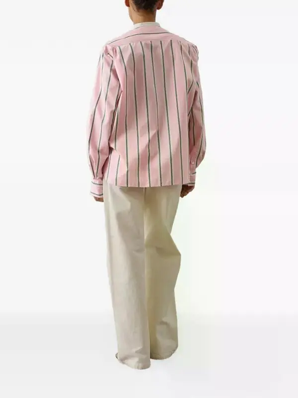 Soeur Striped Band Collar Shirt