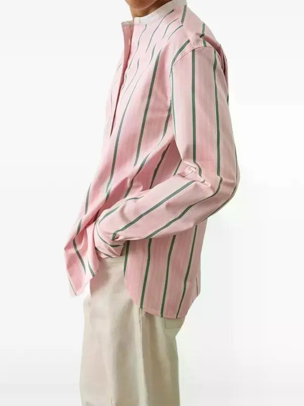 Soeur Striped Band Collar Shirt