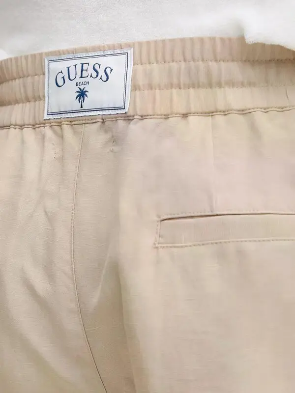 Guess Drawstring-waist Logo-patch Shorts
