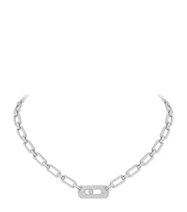 Messika Move Link White Gold And Diamond Necklace - Silver