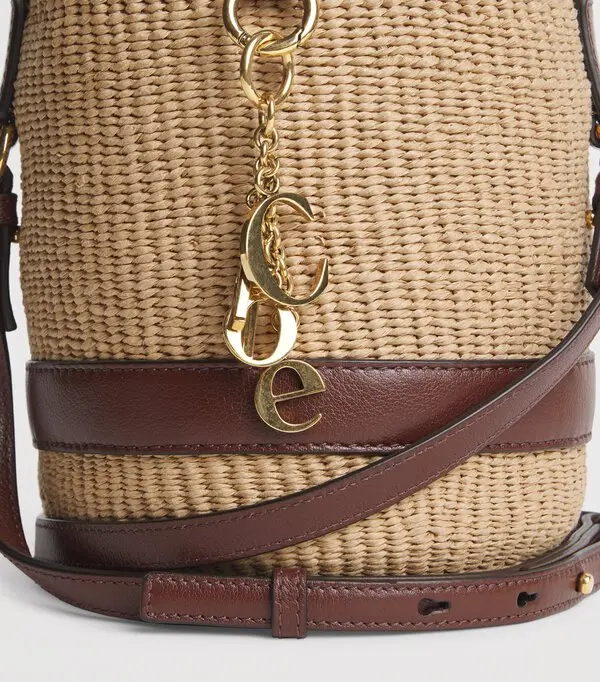 Chloé Raffia Charms Bucket Bag - Brown