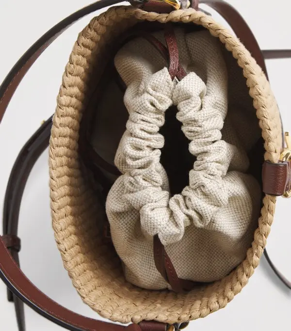 Chloé Raffia Charms Bucket Bag - Brown