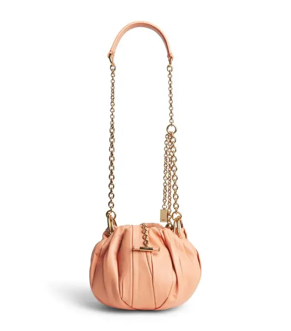 Chloé Leather Plissé Shoulder Bag - Orange