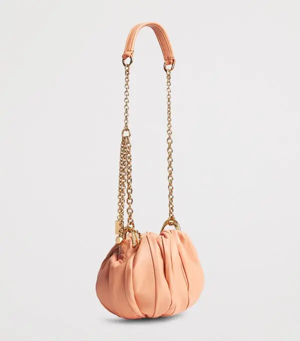 Chloé Leather Plissé Shoulder Bag - Orange