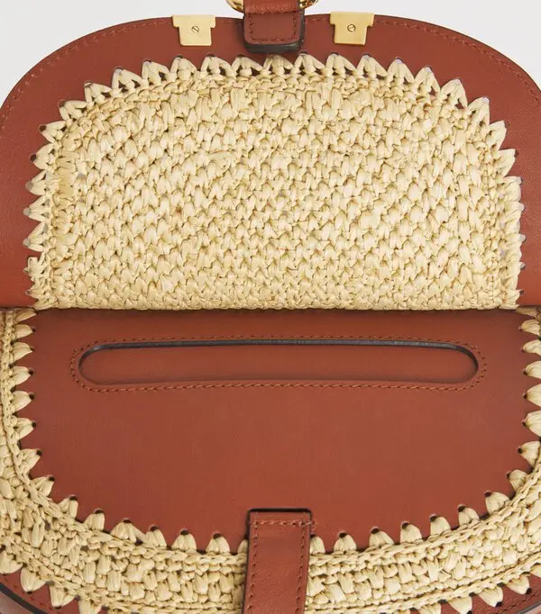 Chloé Mini Marcie Raffia-effect Shoulder Bag - Brown