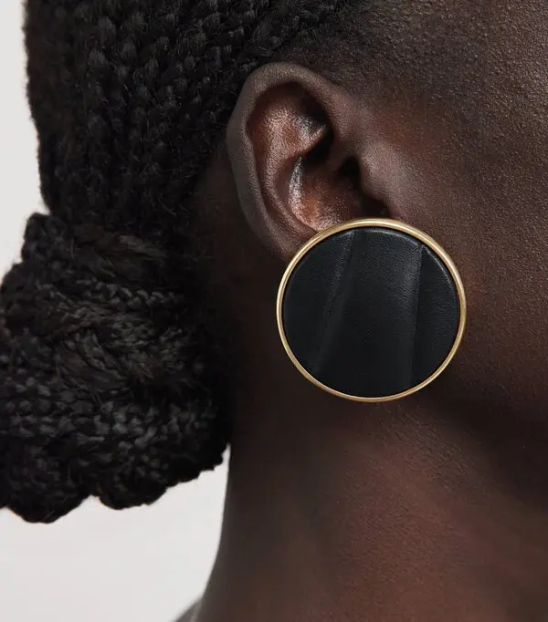 Chloé Leather Pleats Clip-on Earrings - Black