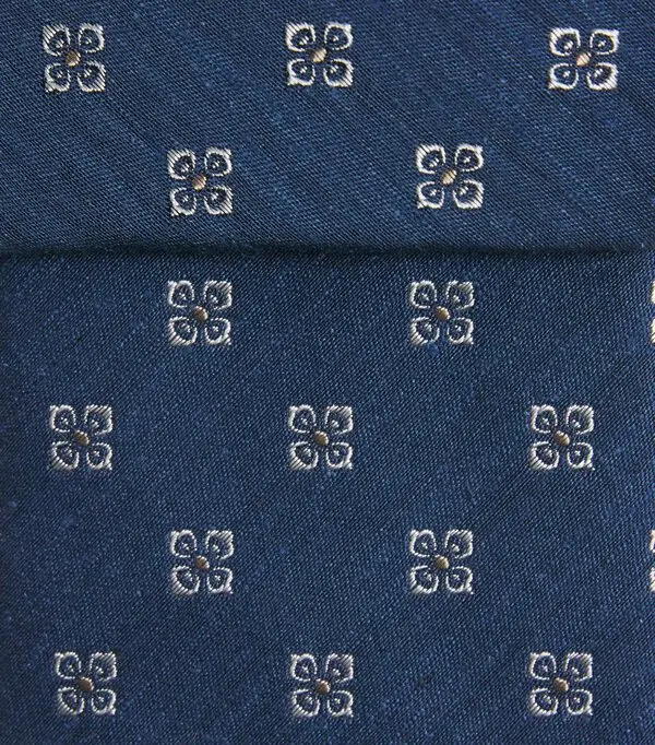 Isaia Silk Floral Neck Tie - Navy