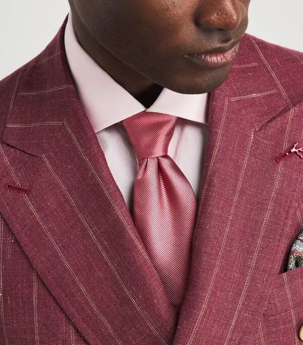 Isaia Silk Woven Neck Tie - Navy
