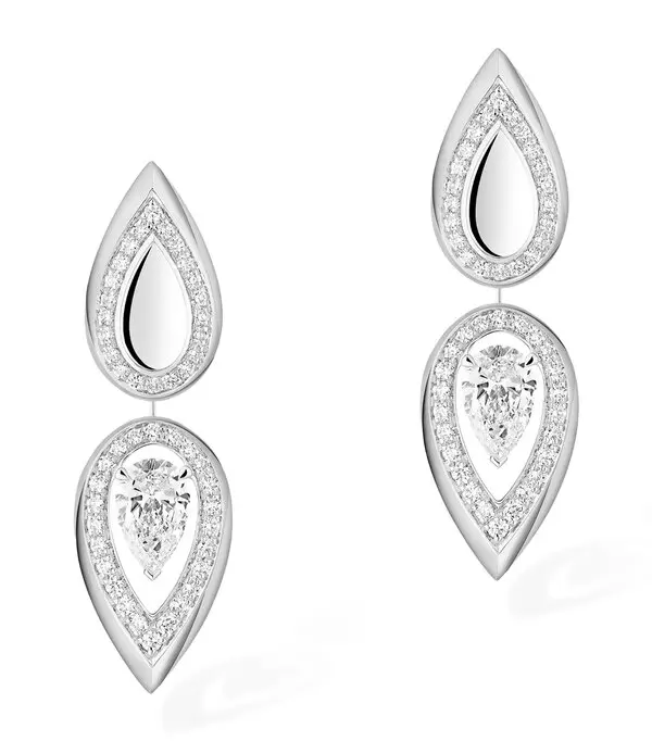 Messika Diamond And White Gold Pendant Earrings - Silver