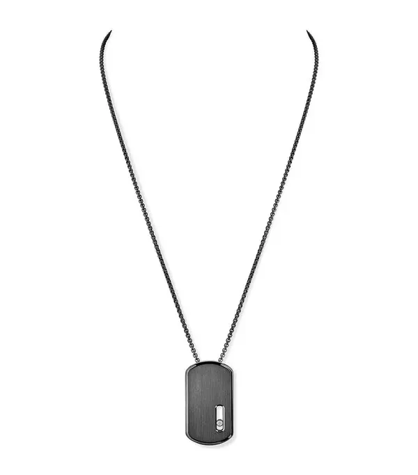 Messika Move Titanium Graphite Diamond Large Pendant Necklace - Grey