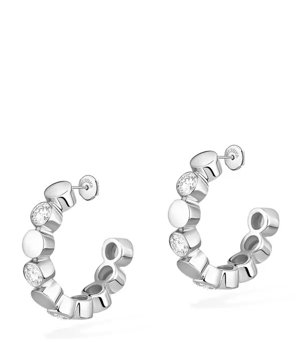 Messika D-vibes Mini Diamond And White Gold Hoop Earrings - Silver