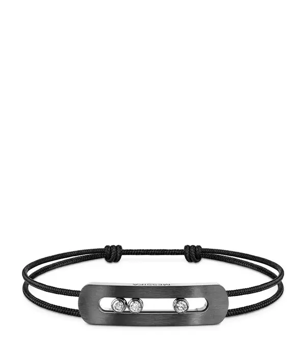 Messika Move Titanium And Diamond Large Cord Bracelet - Grey