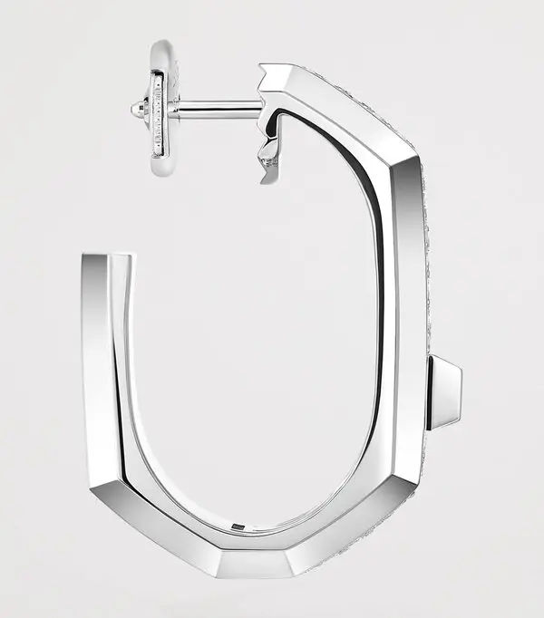 Messika Moderniste Medium White Gold And Diamond Single Hoop Earring