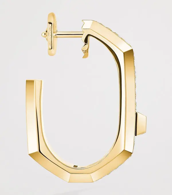 Messika Moderniste Medium Hoop Earring In Yellow And Diamonds - Gold
