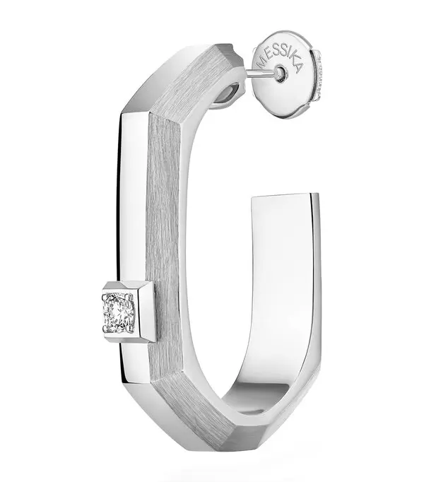 Messika Moderniste Small White Gold And Diamond Single Hoop Earring - Silver