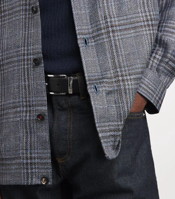 Isaia Wool-silk-linen Check Overshirt