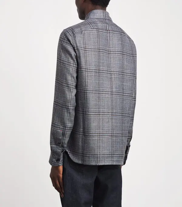 Isaia Wool-silk-linen Check Overshirt