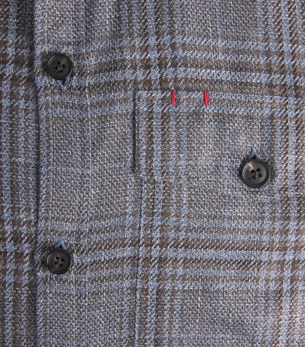 Isaia Wool-silk-linen Check Overshirt