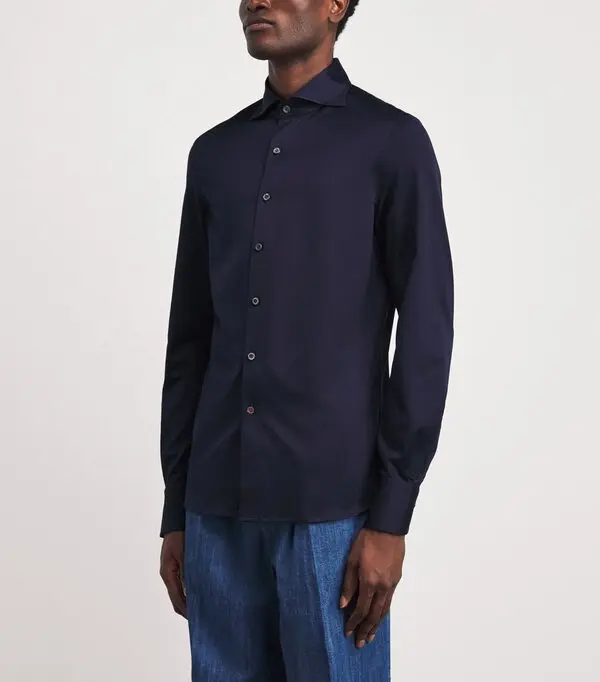 Isaia Cotton Jersey Shirt - Navy