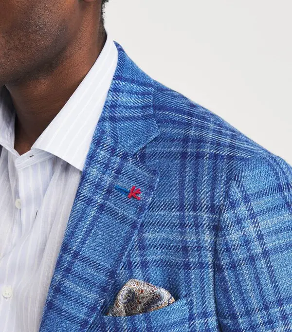 Isaia Wool-silk-linen Check Blazer