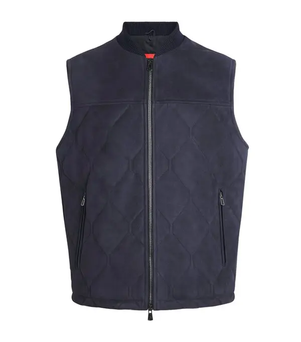 Isaia Suede Quilted Gilet