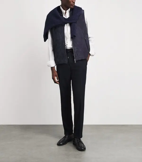 Isaia Suede Quilted Gilet