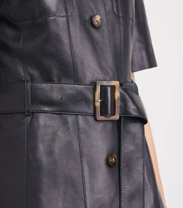 Lafayette 148 New York Leather Belted Shirt Jacket