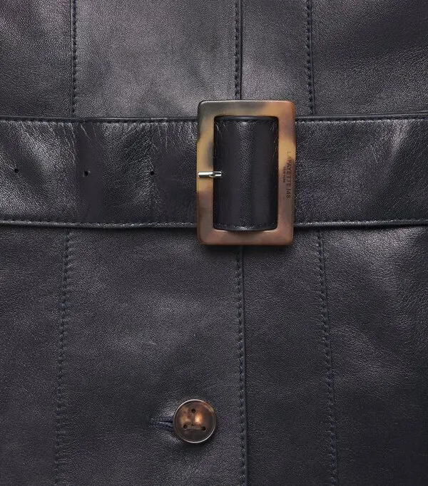 Lafayette 148 New York Leather Belted Shirt Jacket