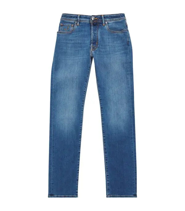 Jacob Cohen Straight Leg Jeans With Crocodile Leather Patch