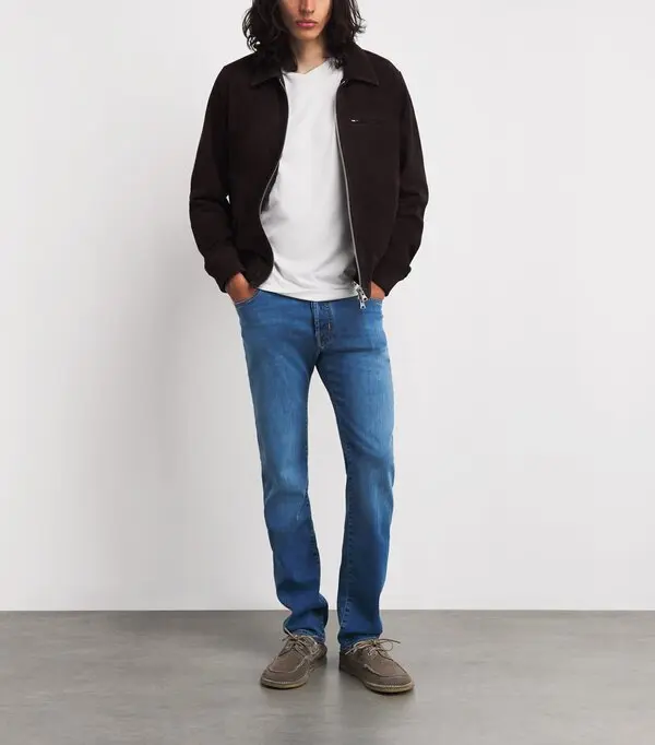 Jacob Cohen Straight Leg Jeans With Crocodile Leather Patch