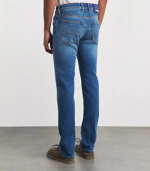 Jacob Cohen Straight Leg Jeans With Crocodile Leather Patch