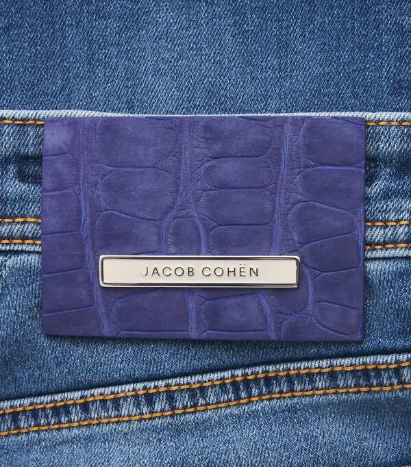Jacob Cohen Straight Leg Jeans With Crocodile Leather Patch