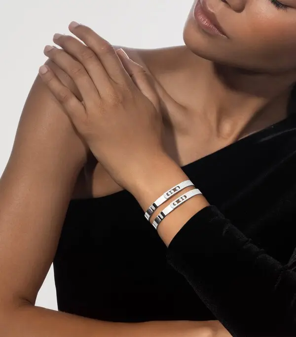 Messika Move Noa White Gold And Diamond Pavé Bangle - Silver