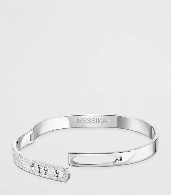 Messika Move Noa White Gold And Diamond Pavé Bangle - Silver