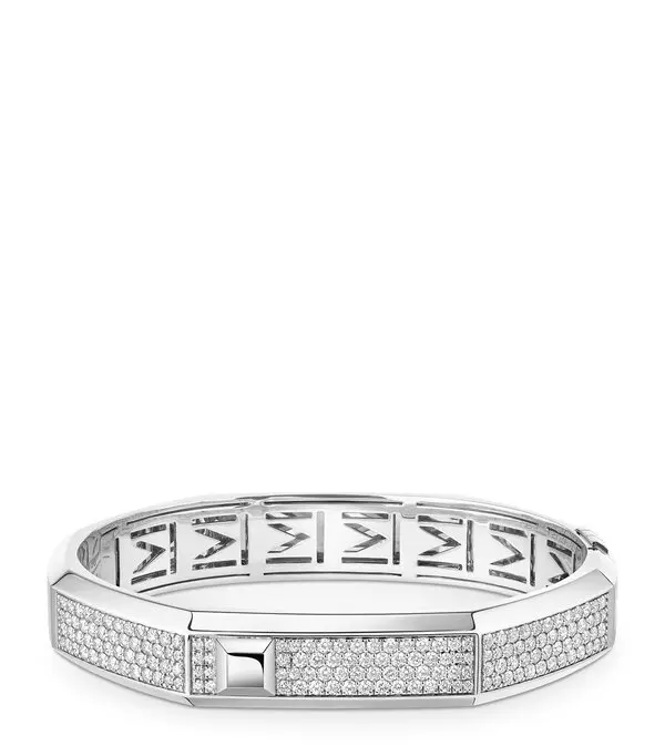 Messika Moderniste White Gold And Diamond Pavé Large Bangle - Silver