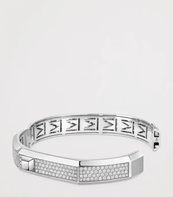 Messika Moderniste White Gold And Diamond Pavé Large Bangle