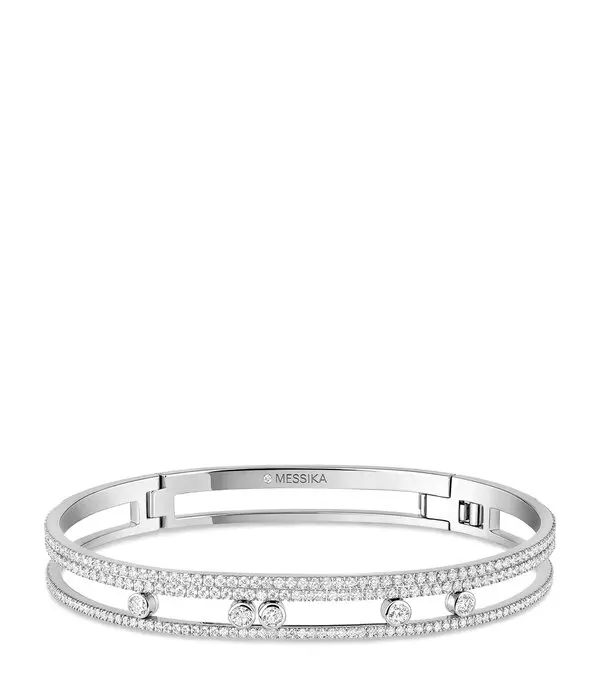 Messika Move Romane White Gold And Diamond Bangle - Silver