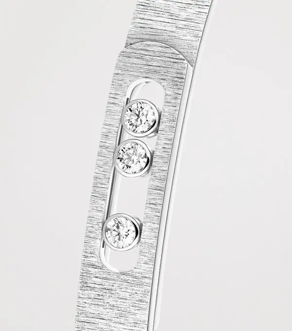 Messika Move Noa Diamond And White Gold Chiselled Bangle - Silver