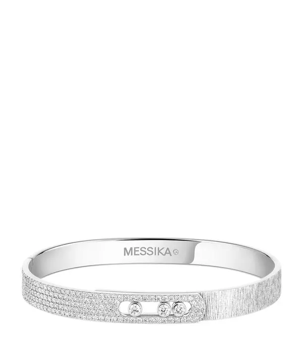 Messika Move Noa Diamond And White Gold Bangle - Silver