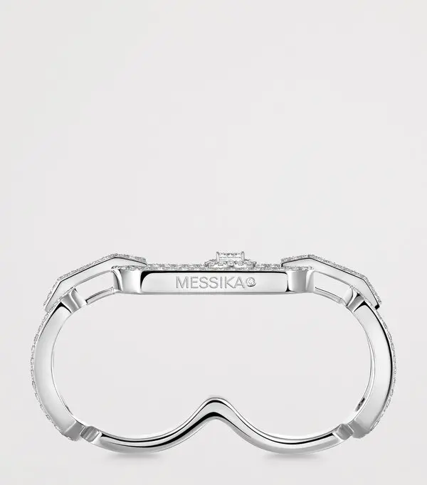 Messika So Move White Gold And Diamond Pavé Double Finger Ring